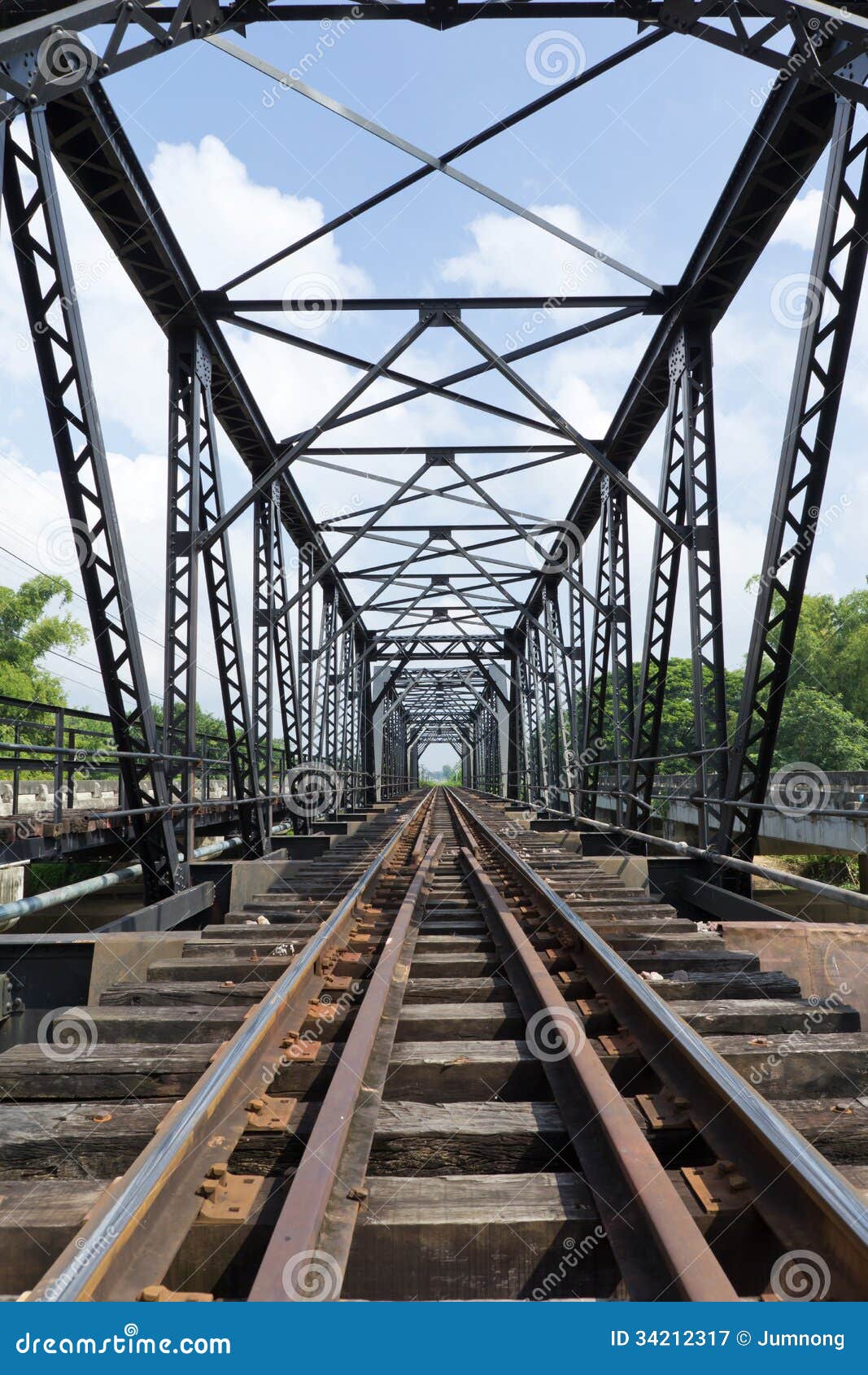 Structure of Metal Railway Bridge Stock Image - Image of rail, speed ...
