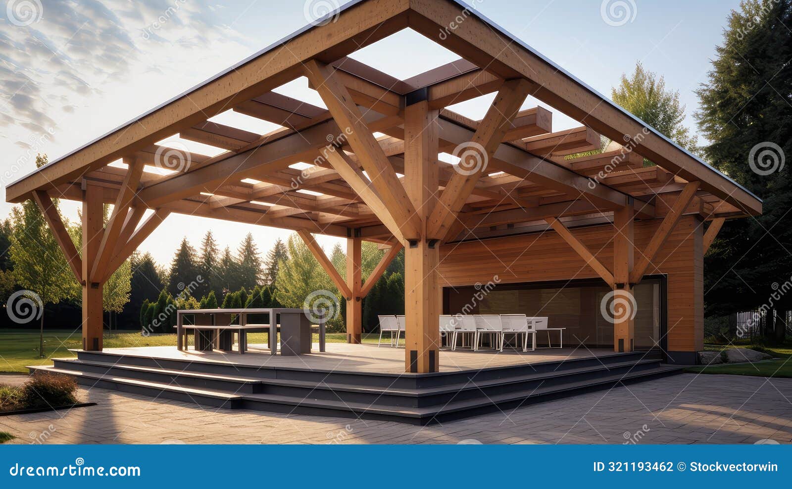 Structure Modern Timber Frame Stock Illustration - Illustration of ...