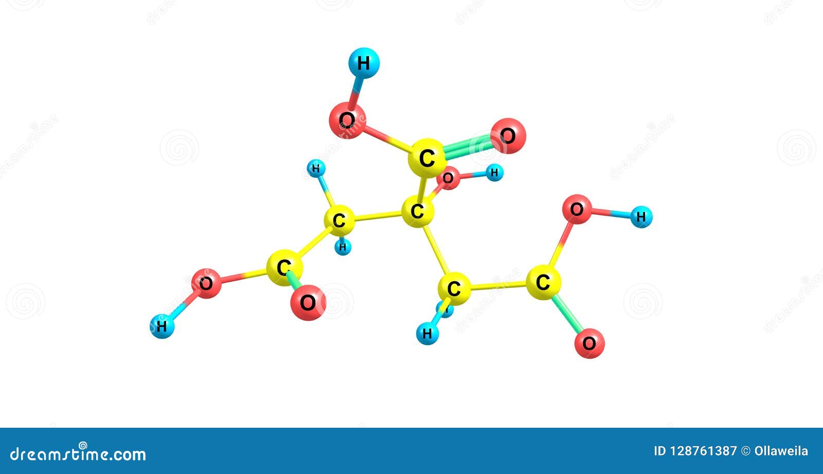 Structure Moléculaire D'acide Citrique D'isolement Sur Le Blanc ...