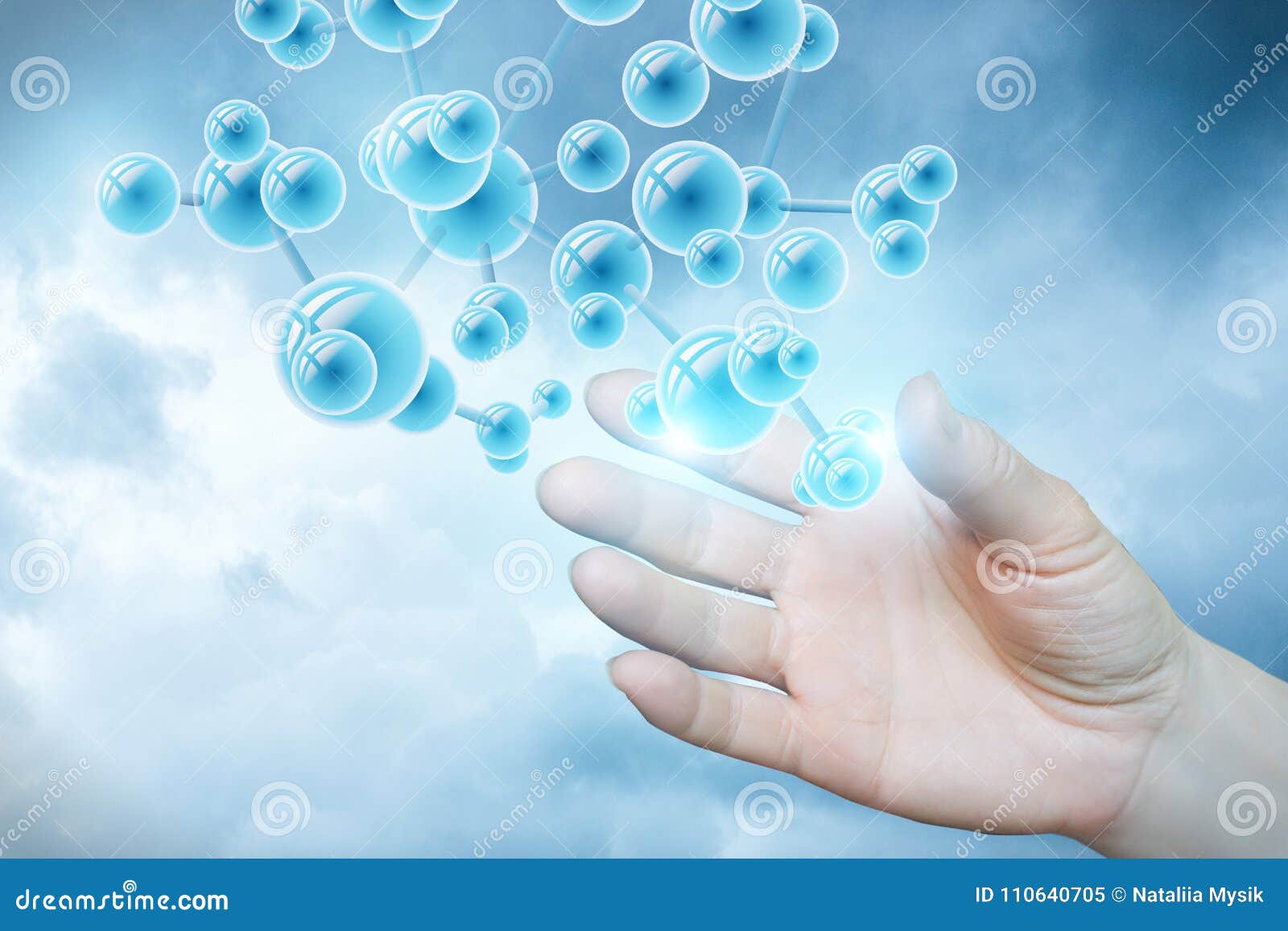 Structure of the Molecule in Hand . Stock Image - Image of human ...