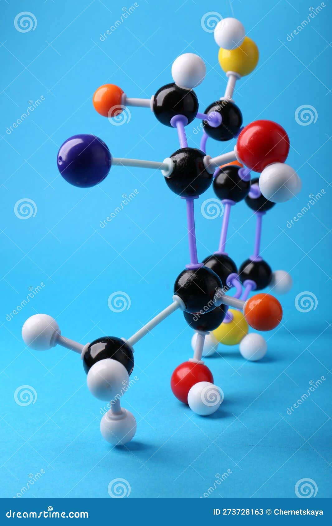 Structure of Molecule on Light Blue Background. Chemical Model Stock ...