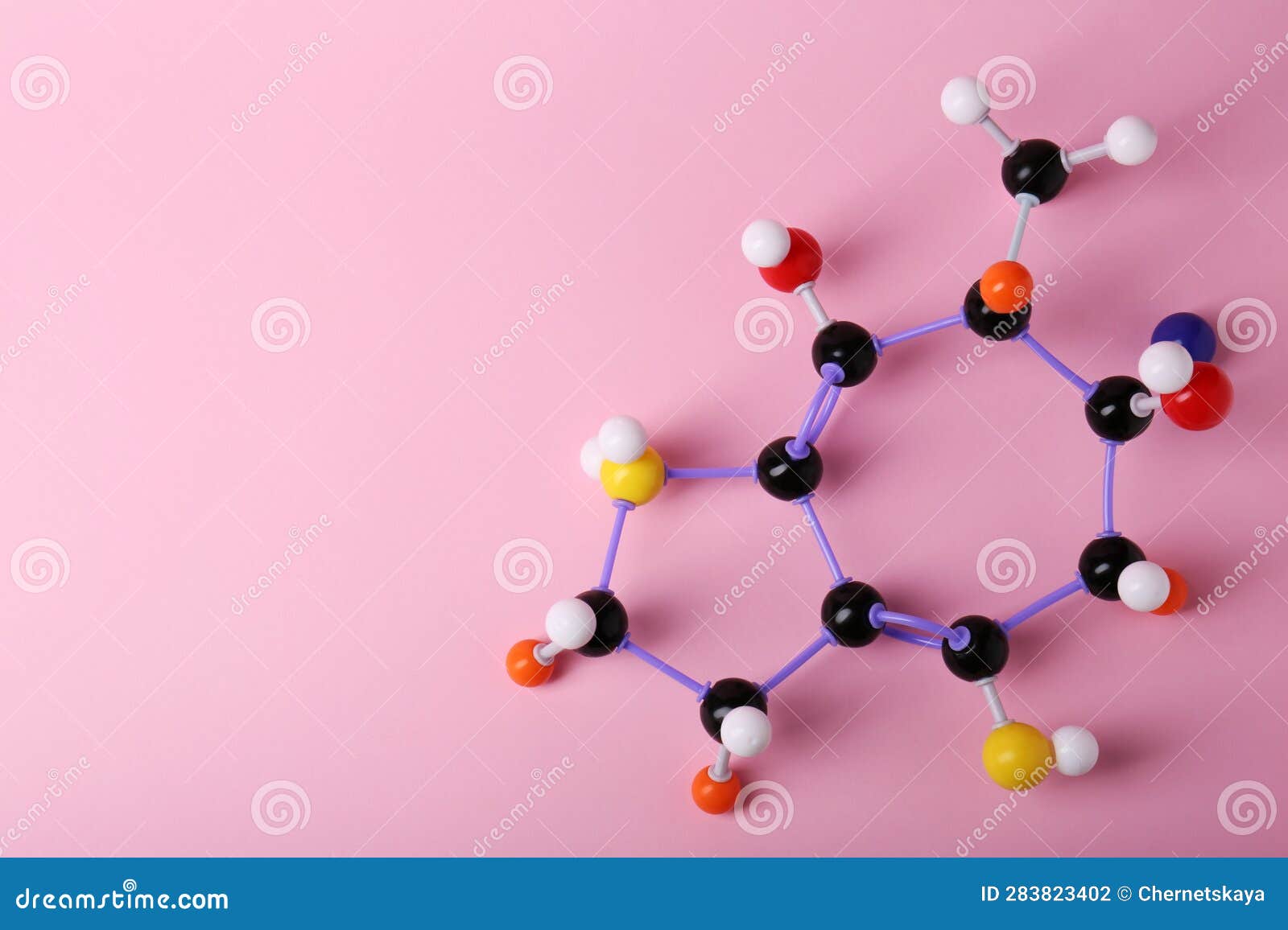 Structure of Molecule on Pink Background, Top View and Space for Text ...