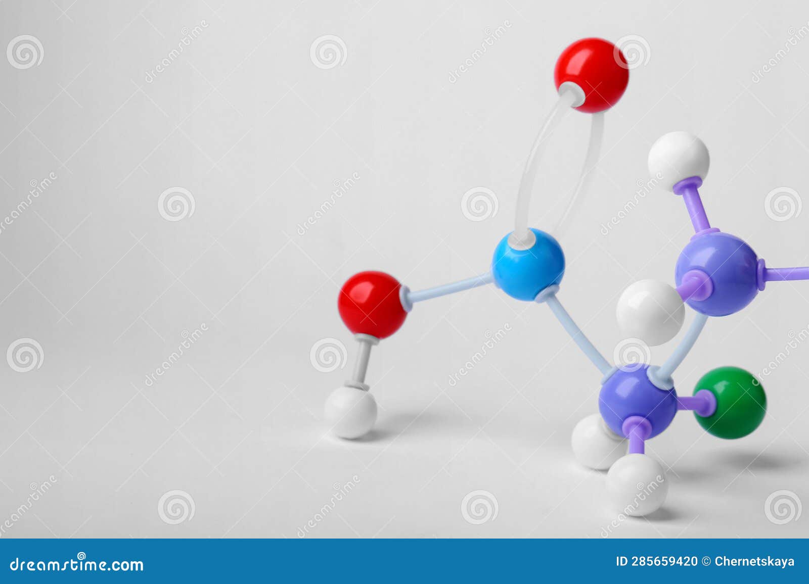 Structure of Molecule on White Background, Closeup. Chemical Model ...