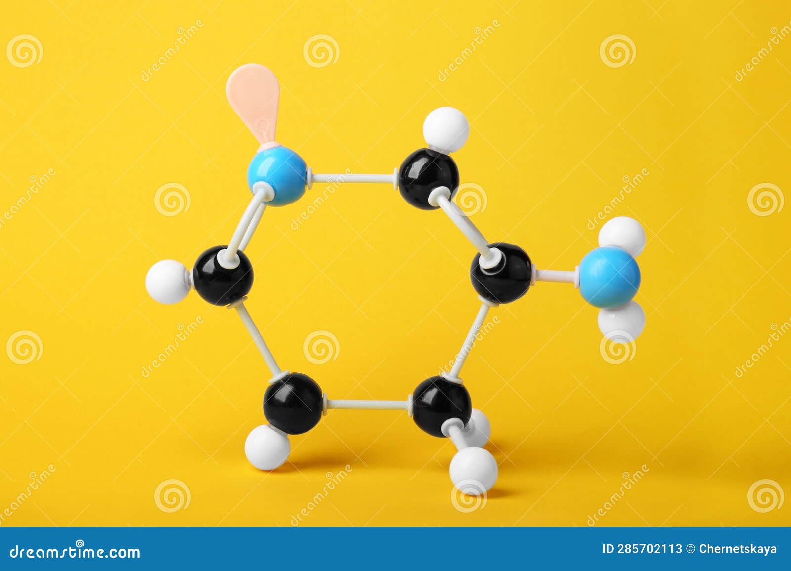 Structure of Molecule on Yellow Background. Chemical Model Stock Image ...