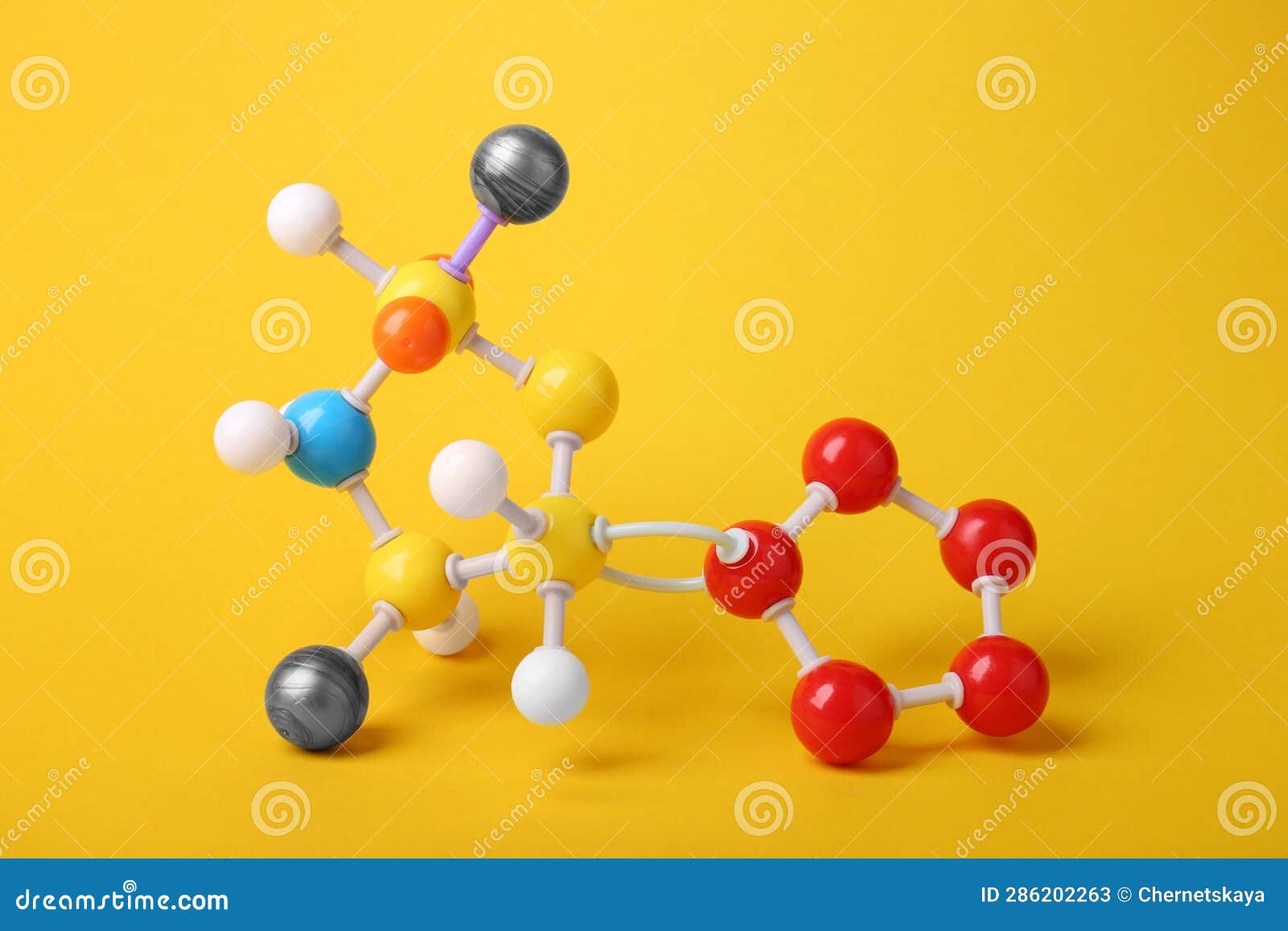Structure of Molecule on Yellow Background. Chemical Model Stock Image ...