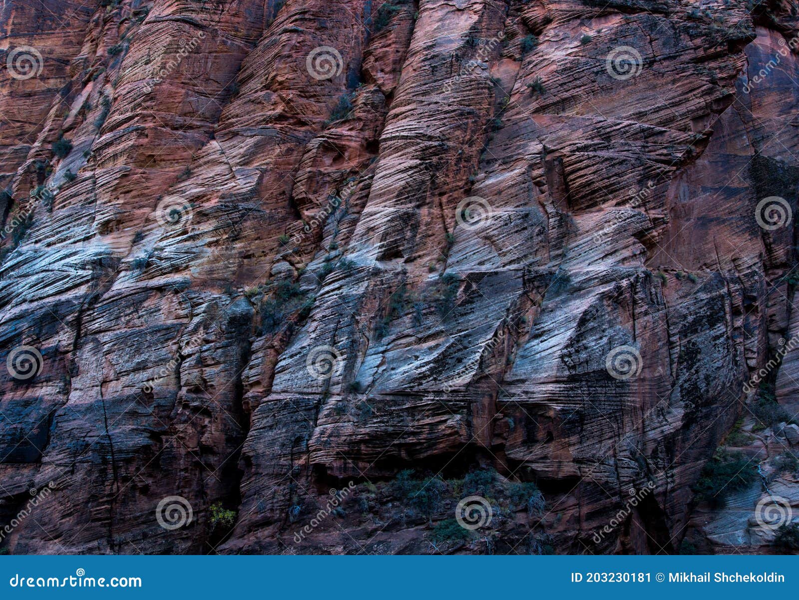 Structure of the Mountain in the Zion Stock Image - Image of mountain ...