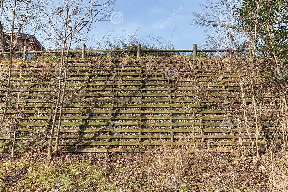 Structure in Natural Material, Wood and Stones, for Scarp Containment ...