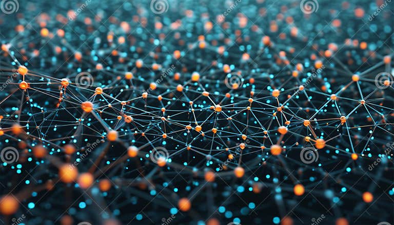 The Structure of the Network Connection of Points and Lines. Data Technology. Digital Background ...