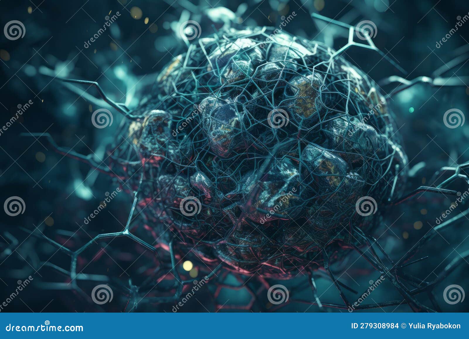 Structure Neural Molecule Network. Generate Ai Stock Illustration ...