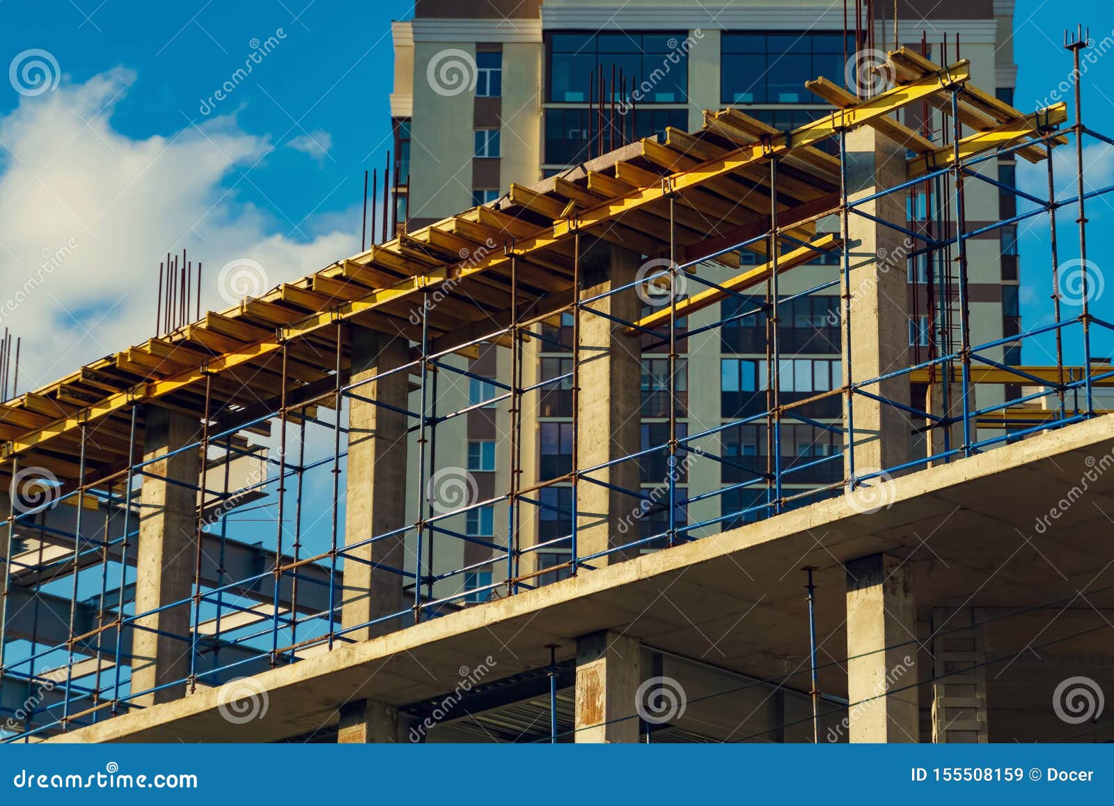 Structure of a New Concrete Building Stock Image - Image of site, house ...