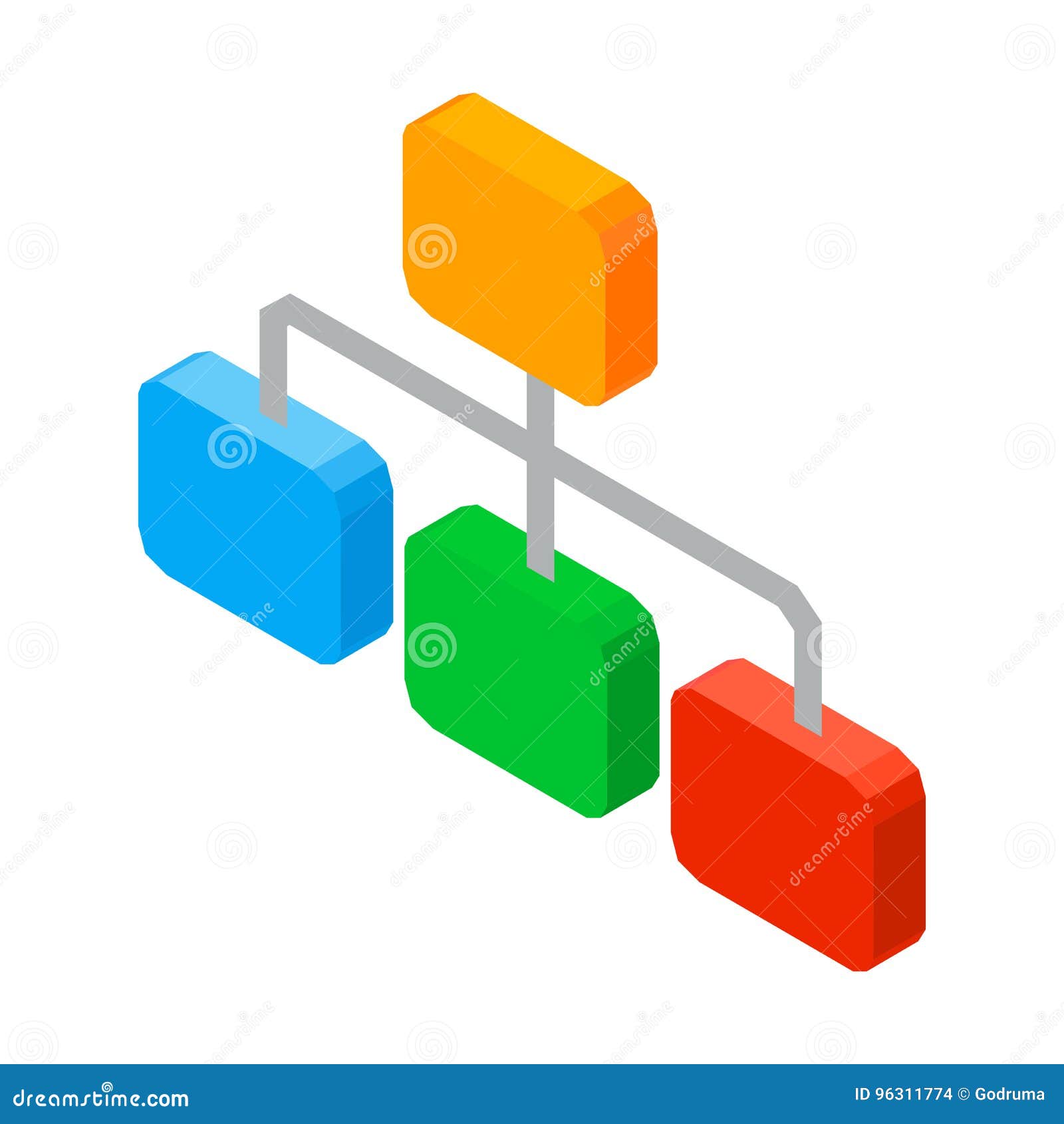 Structure of Organized Elements, Hierarchy Network Scheme 3D Icon Stock ...