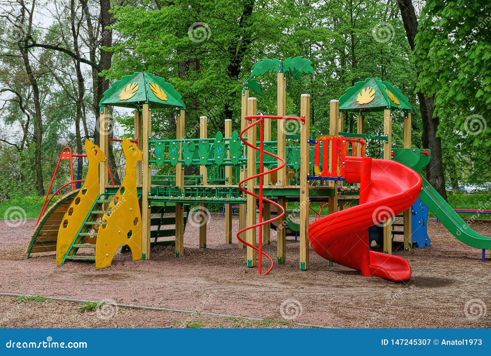Structure on the Playground in the Park among Green Trees Stock Image ...