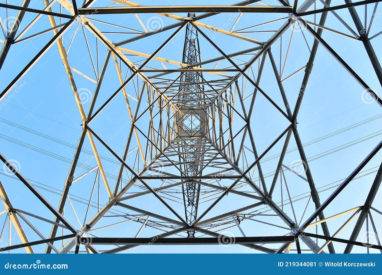 The Structure of the Power Mast Seen from the Inside. Spring Stock ...