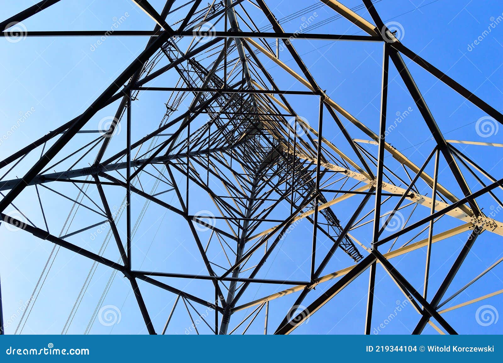 The Structure of the Power Mast Seen from the Inside. Spring Stock ...