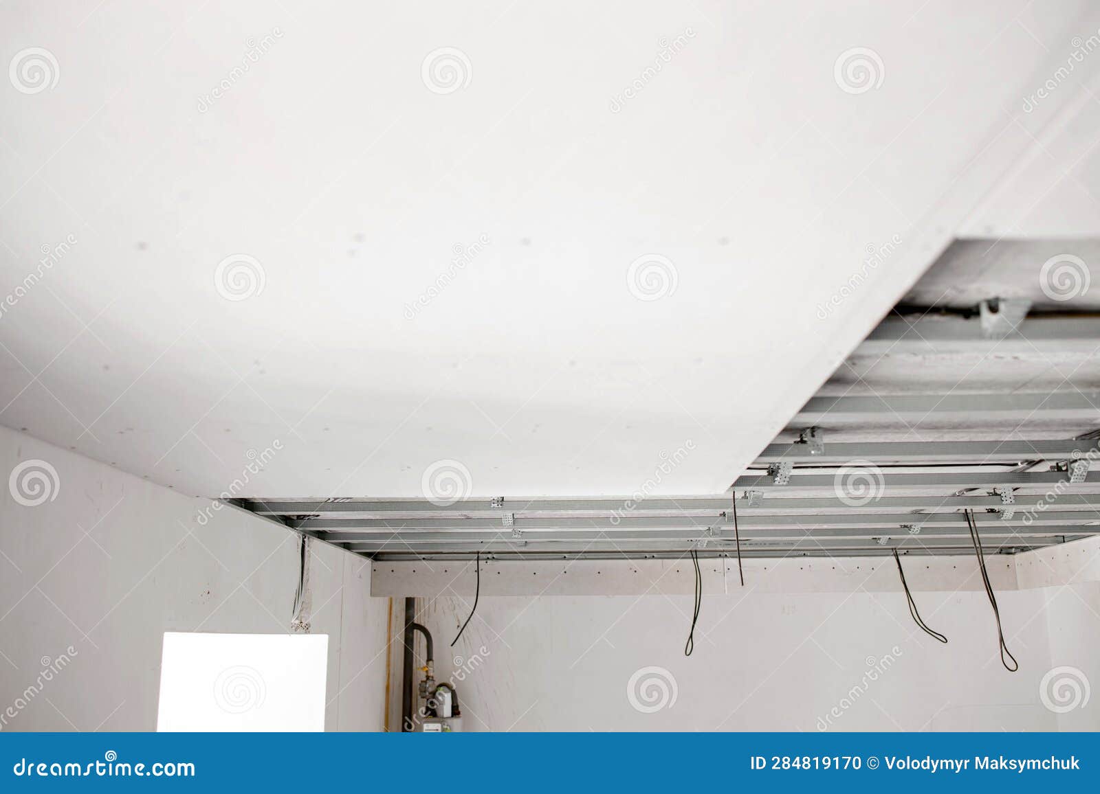 Structure with Profiles and Plasterboard for Installation of Suspended ...