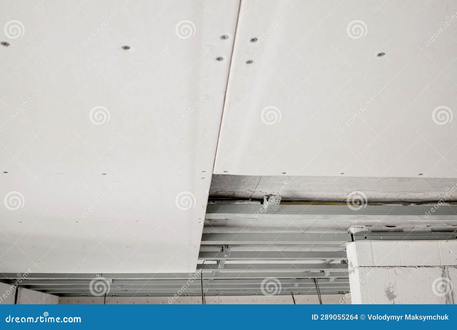 Structure with Profiles and Plasterboard for Installation of Suspended ...