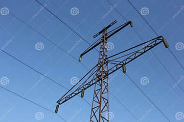 Structure of Pylon with Insulators Stock Image - Image of blue ...