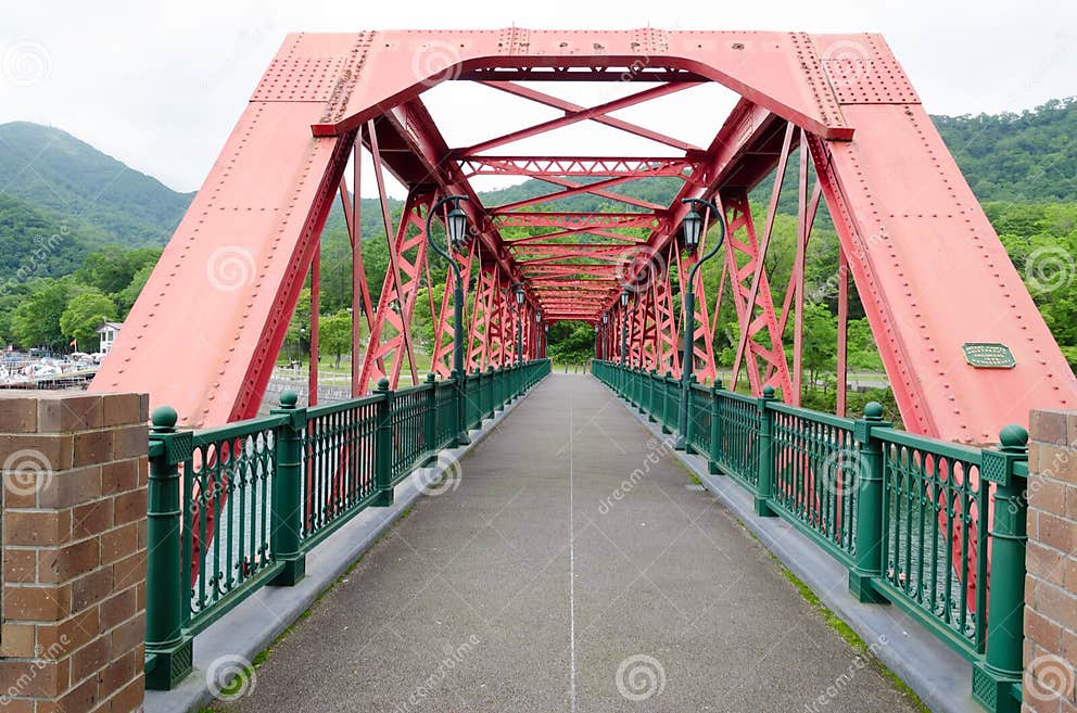 Structure of Red Old Iron Bridge Stock Photo - Image of historic ...