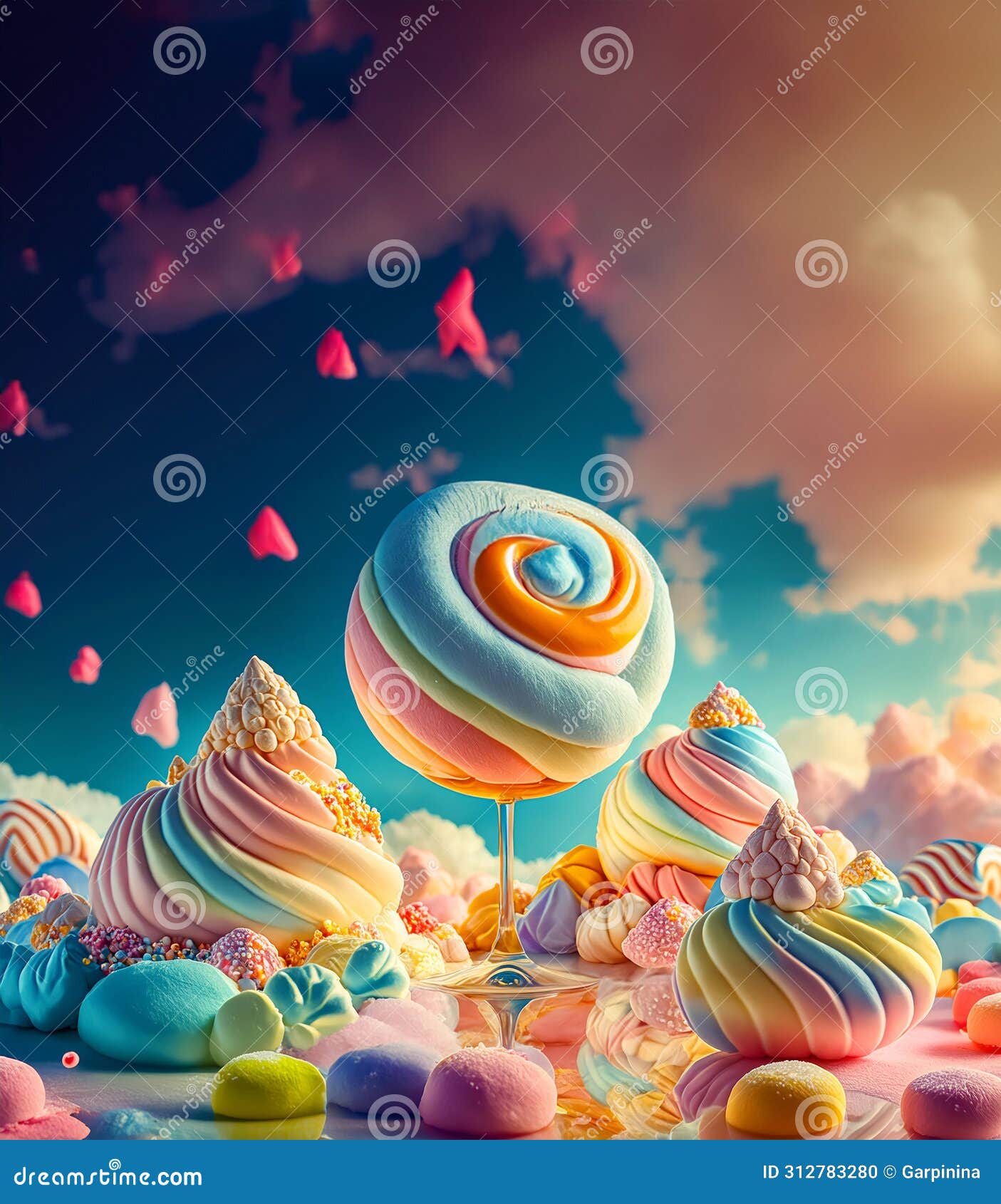 Candy Dreamscape: a Hyperrealistic Sweet Landscape Stock Illustration ...