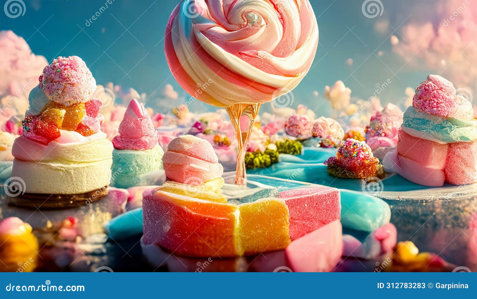 Candy Dreamscape: a Hyperrealistic Sweet Landscape Stock Illustration ...