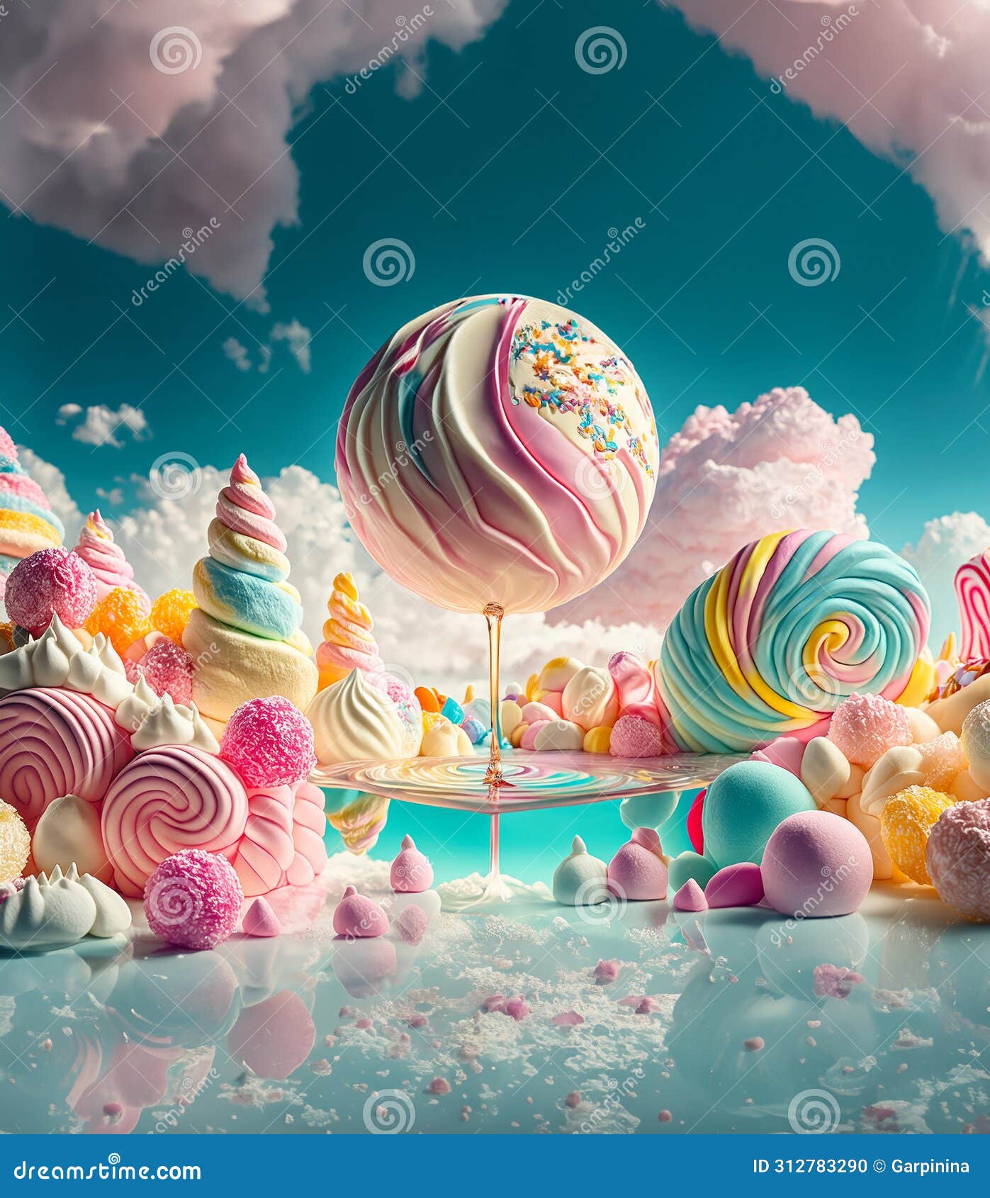 Candy Dreamscape: a Hyperrealistic Sweet Landscape Stock Illustration ...