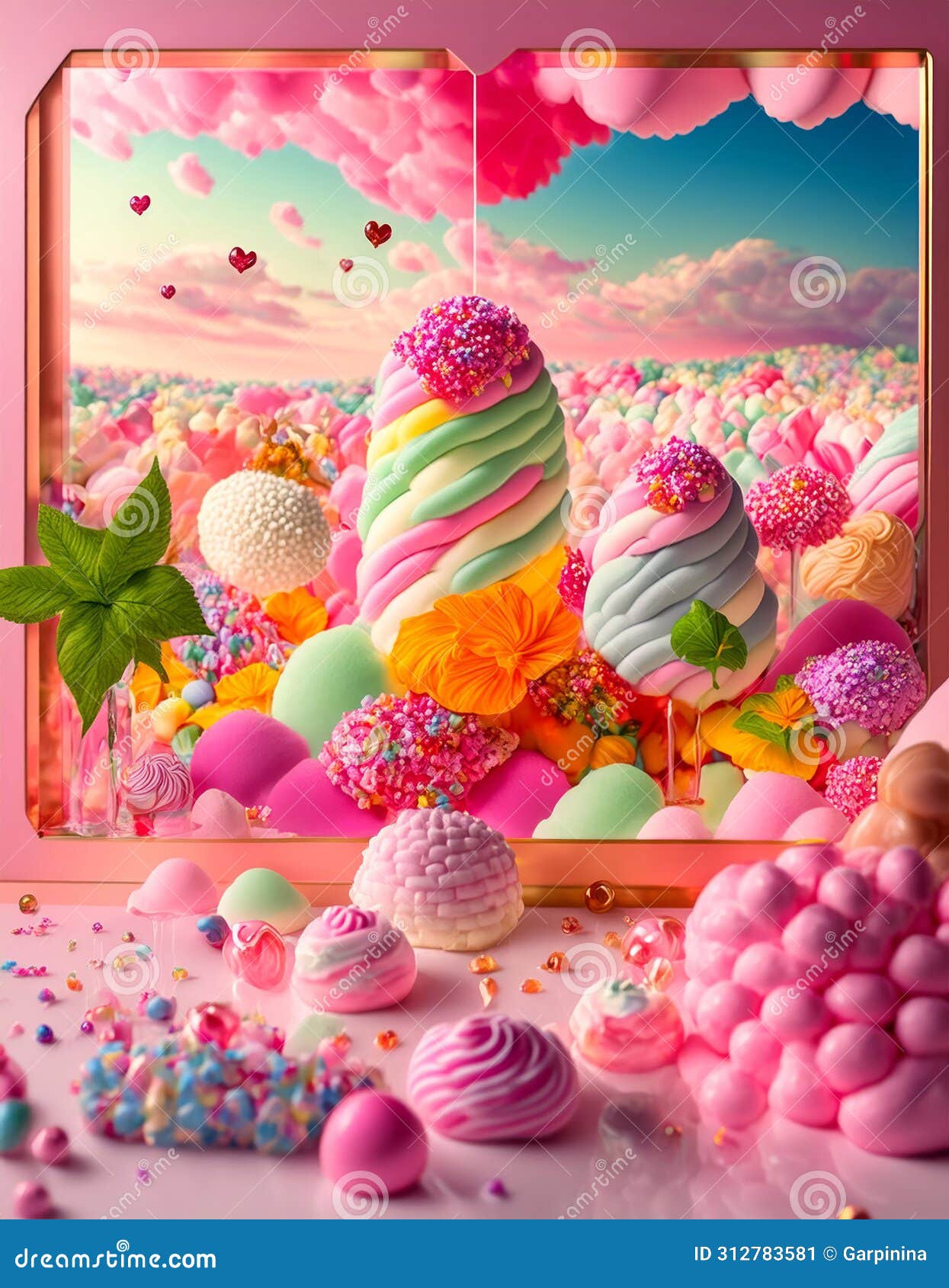 Candy Dreamscape: a Hyperrealistic Sweet Landscape Stock Illustration ...