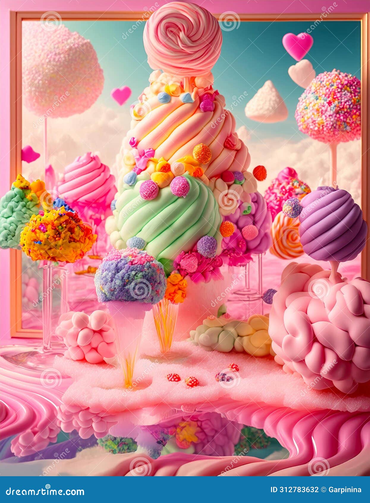 Candy Dreamscape: a Hyperrealistic Sweet Landscape Stock Illustration ...