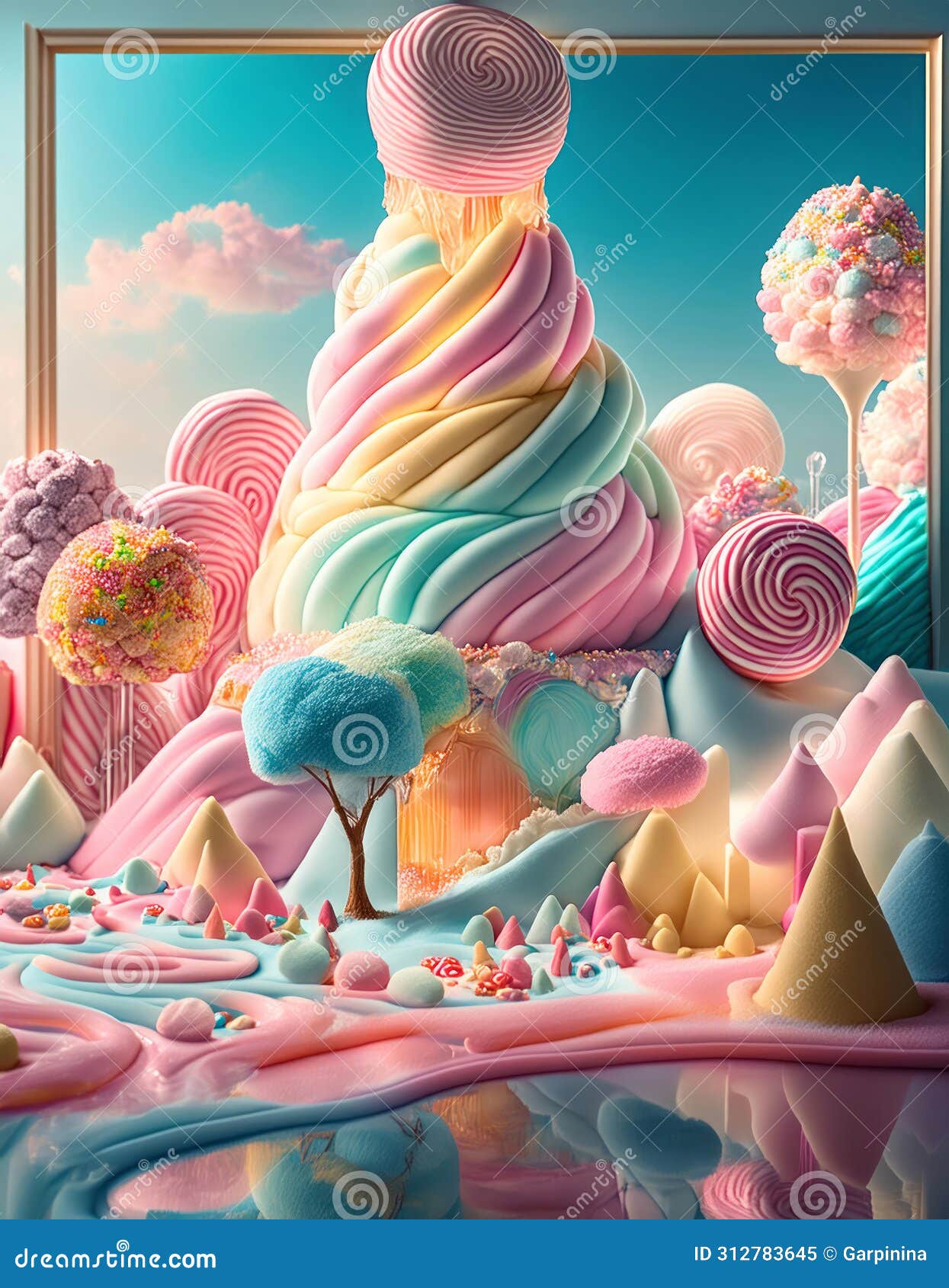 Candy Dreamscape: a Hyperrealistic Sweet Landscape Stock Illustration ...