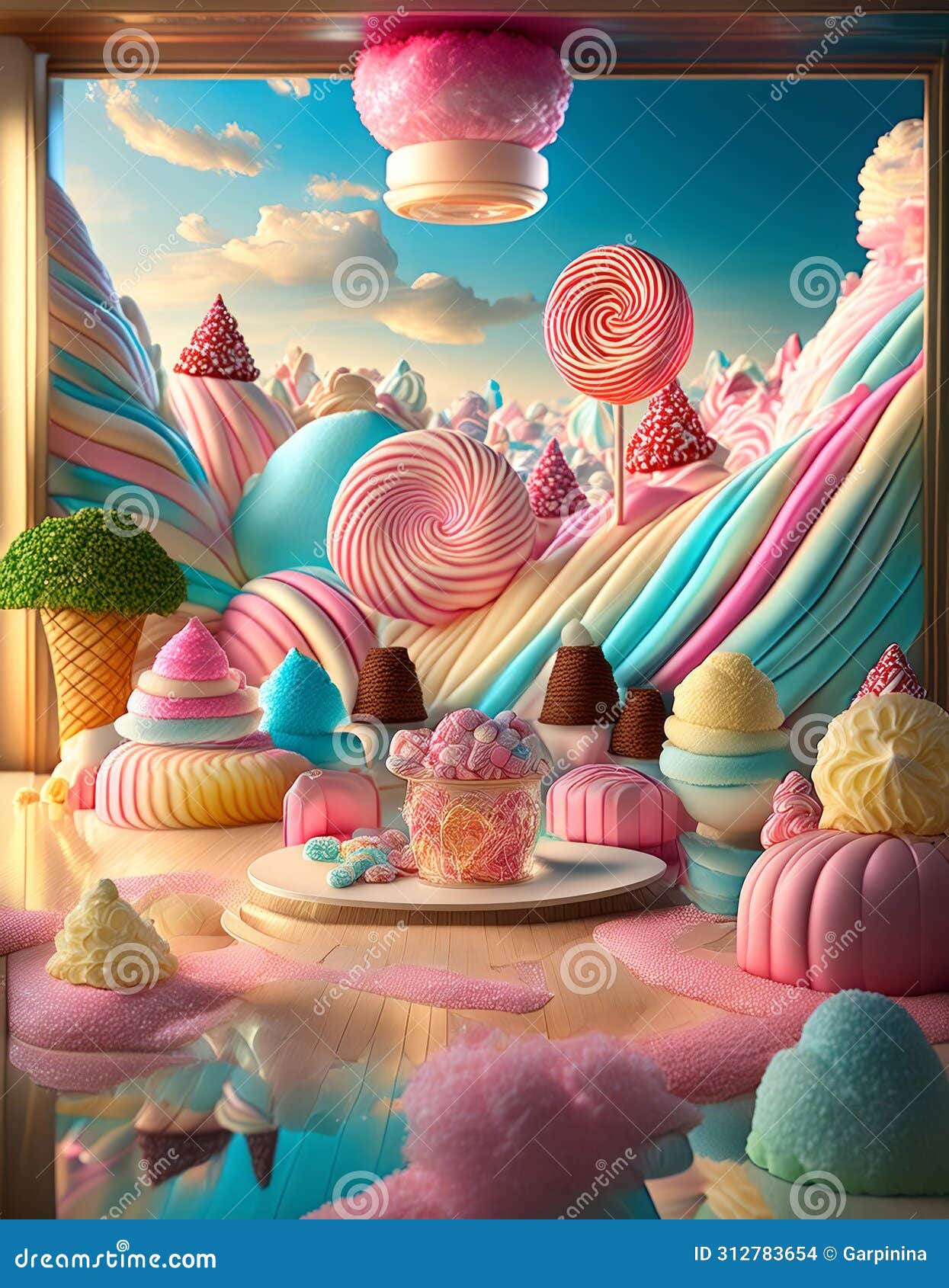 Candy Dreamscape: a Hyperrealistic Sweet Landscape Stock Illustration ...