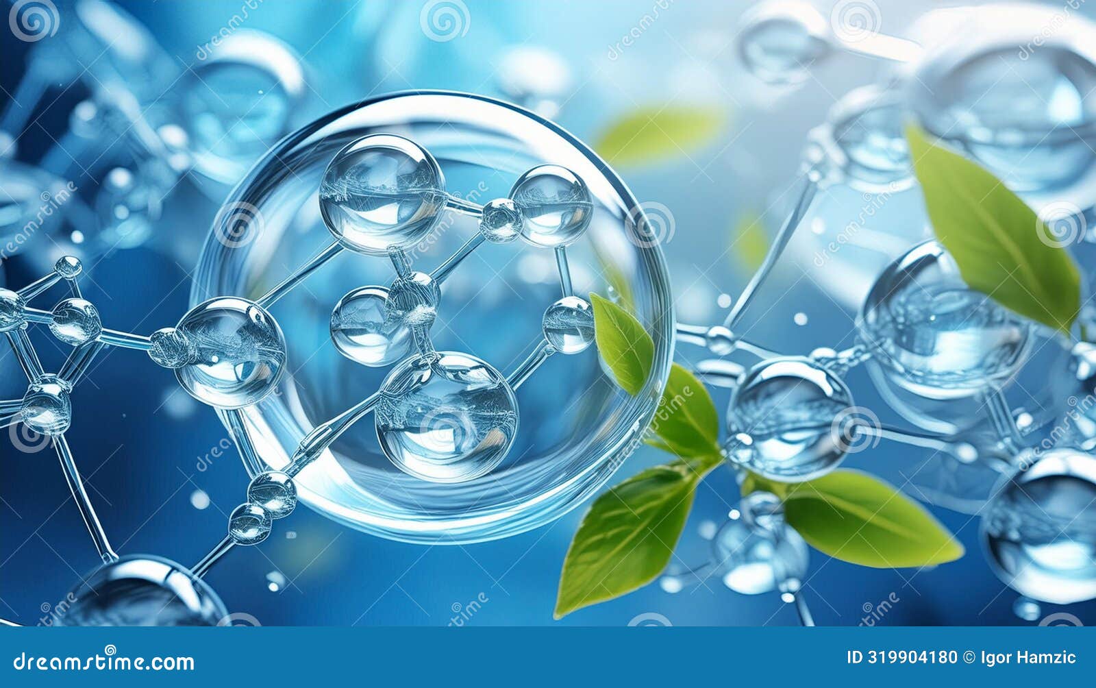 Cosmetic Essence, Liquid Bubble, Molecule Inside Liquid Bubble on DNA ...