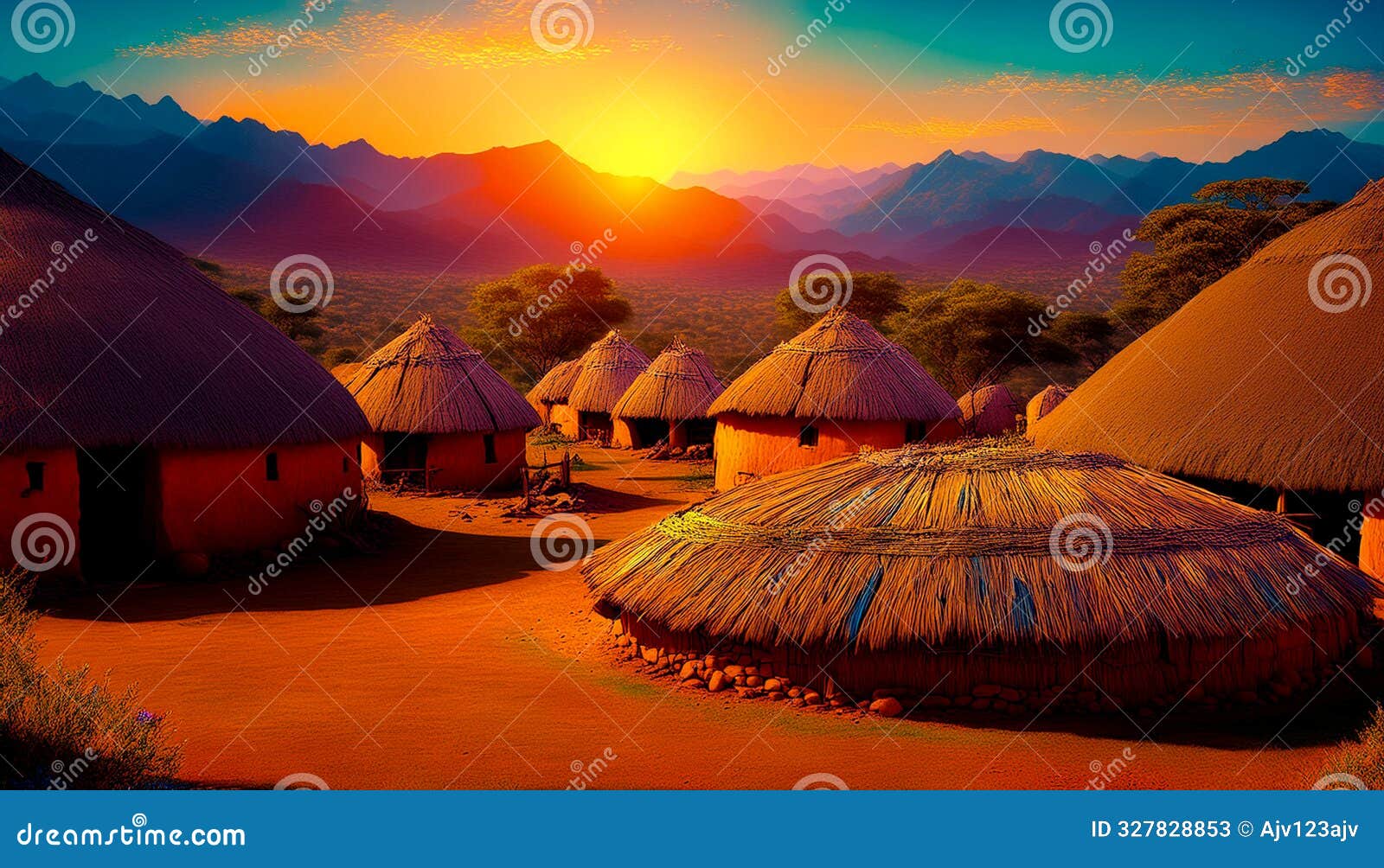 An Artistic Concept for a Studio Artwork of a Primitive Landscape Stock ...