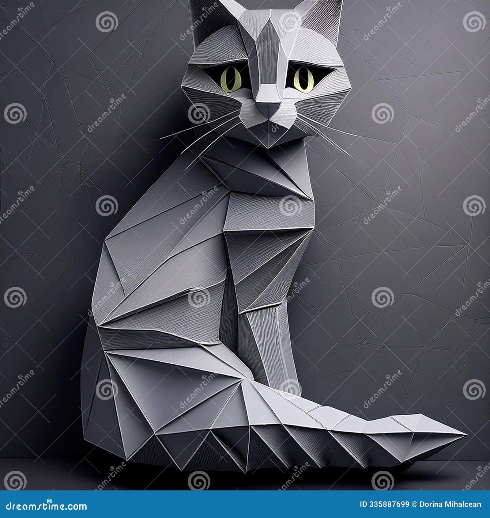Polygonal Gray Cat: a Geometric Portrait Stock Illustration ...