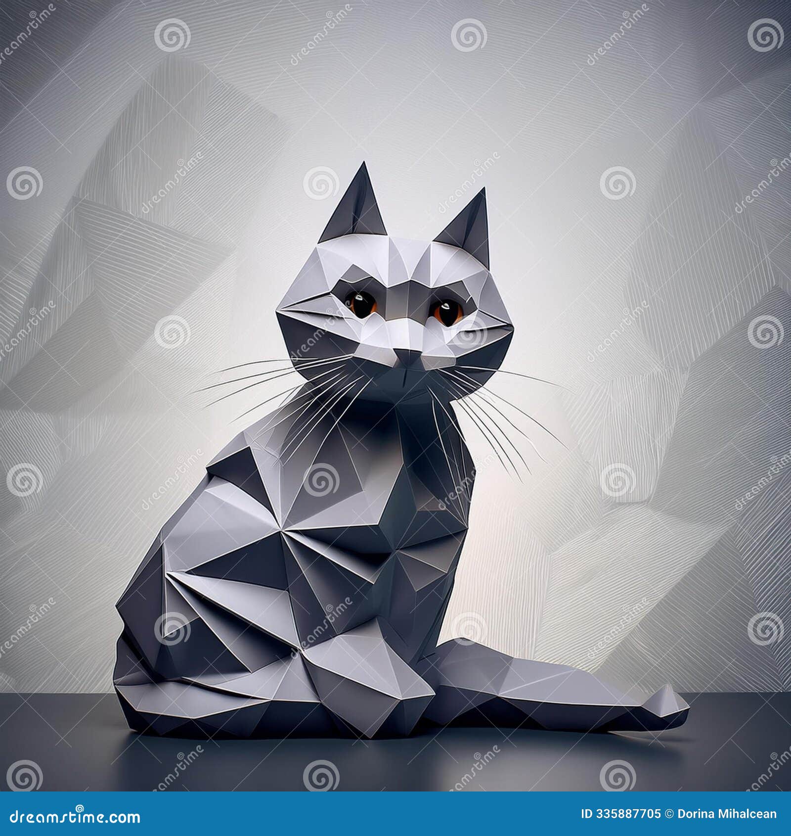 Polygonal Gray Cat: a Geometric Portrait Stock Illustration ...