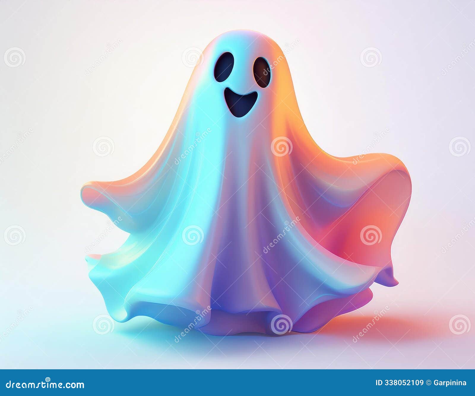 Happy 3d Cartoon Style Phantom, Neon Colors Stock Illustration ...