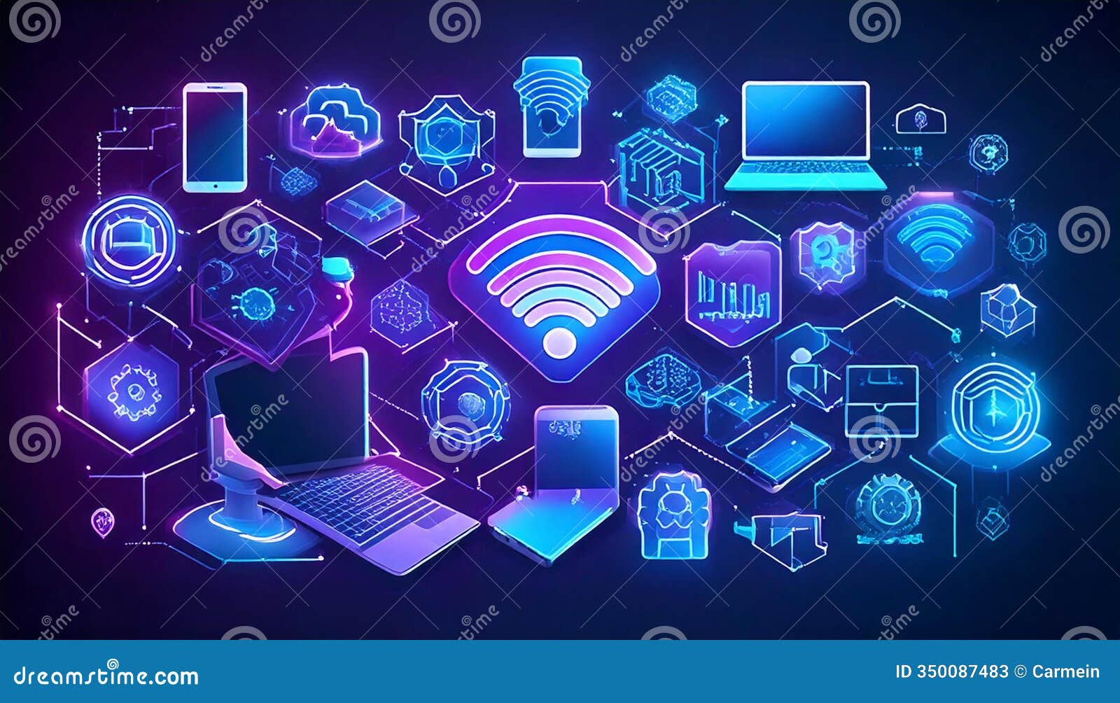 Symbolic Backdrop To a Futuristic Wireless Network. AI-generated Stock ...
