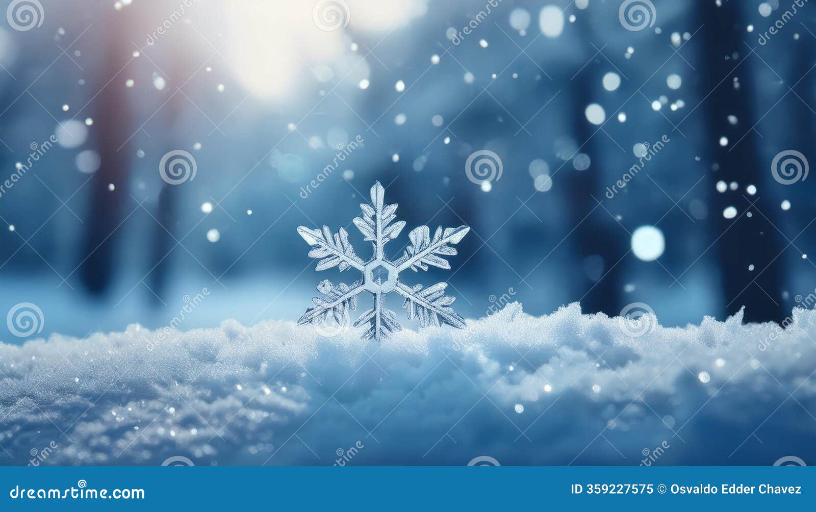 Winter Christmas Themed Realistic Picture Snowflake Close Up Stock ...