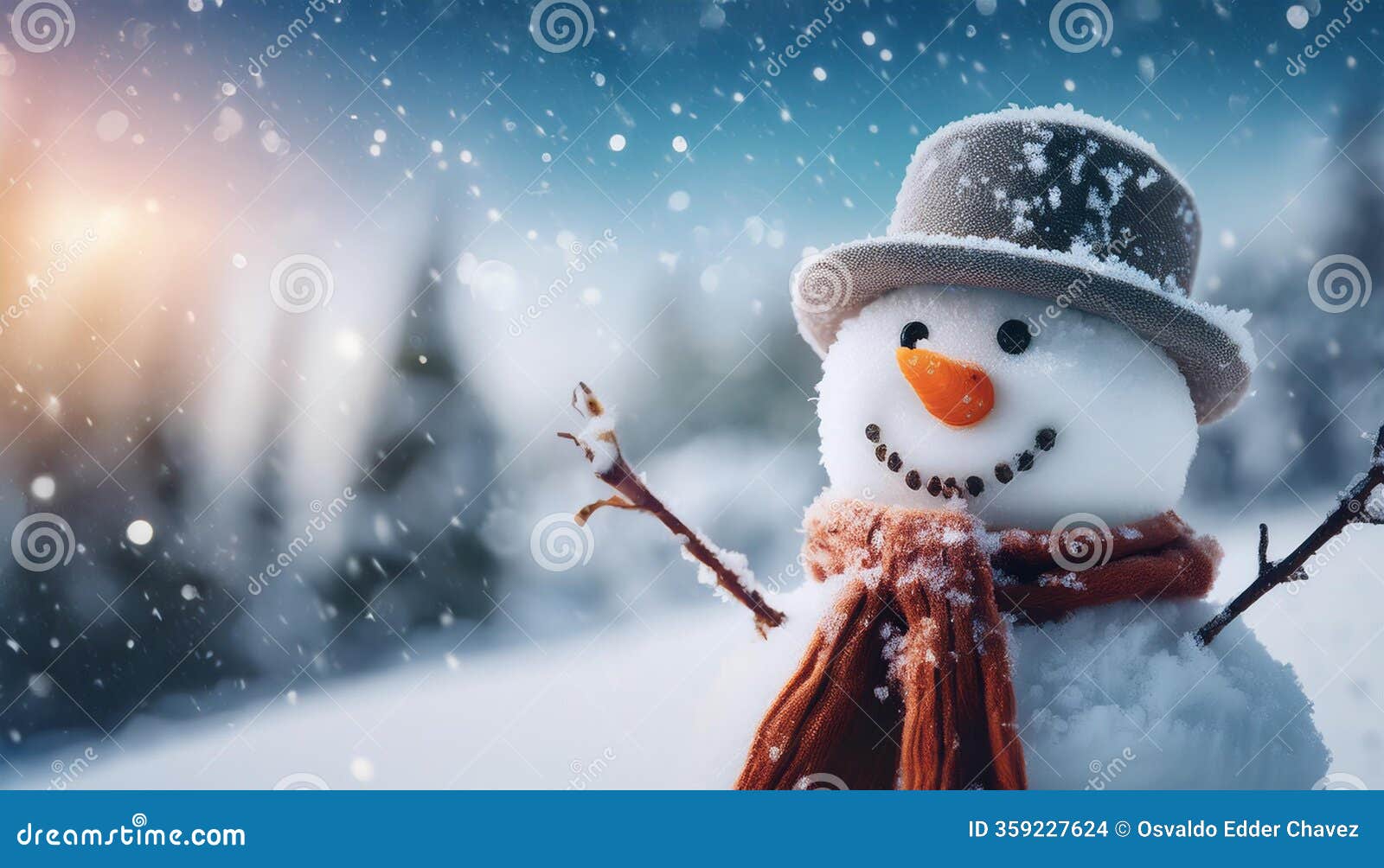Winter Christmas Themed Realistic Picture Snowman Stock Illustration ...