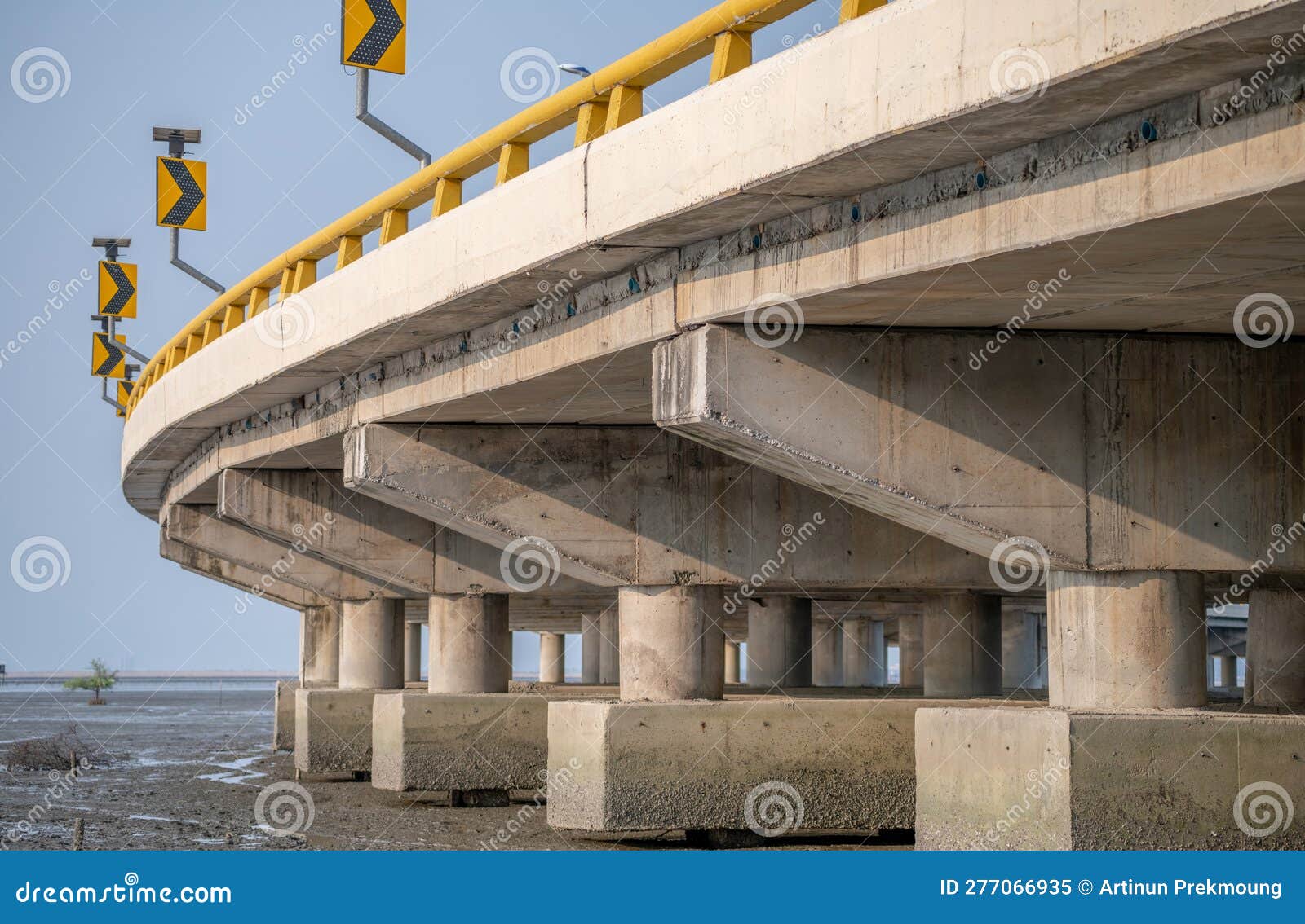 Structure of Reinforced Concrete Bridge Along the Sea. Bottom View of ...