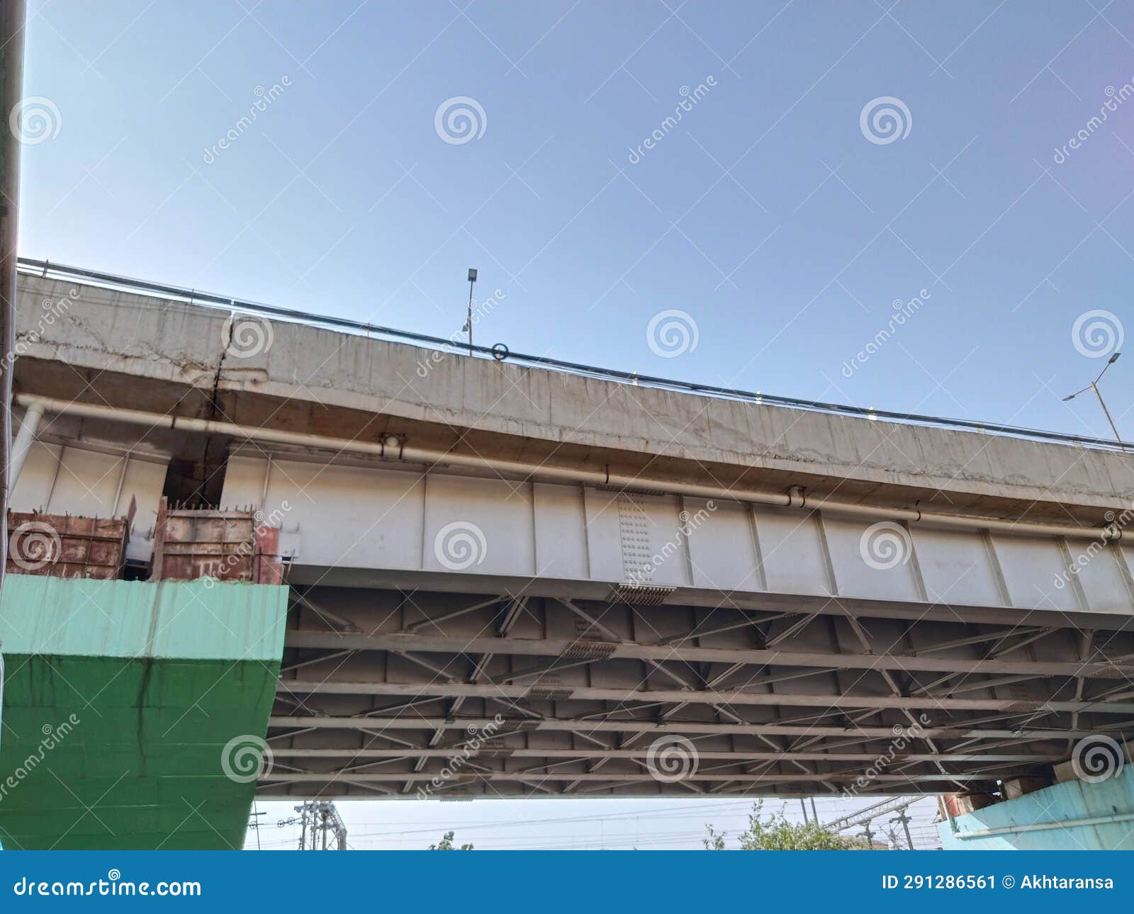 Structure of Reinforced Concrete Bridge. Bottom View of Concrete Bridge ...