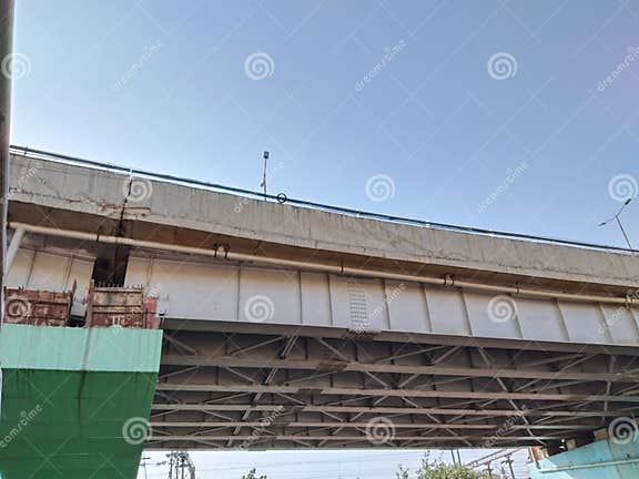 Structure of Reinforced Concrete Bridge. Bottom View of Concrete Bridge ...