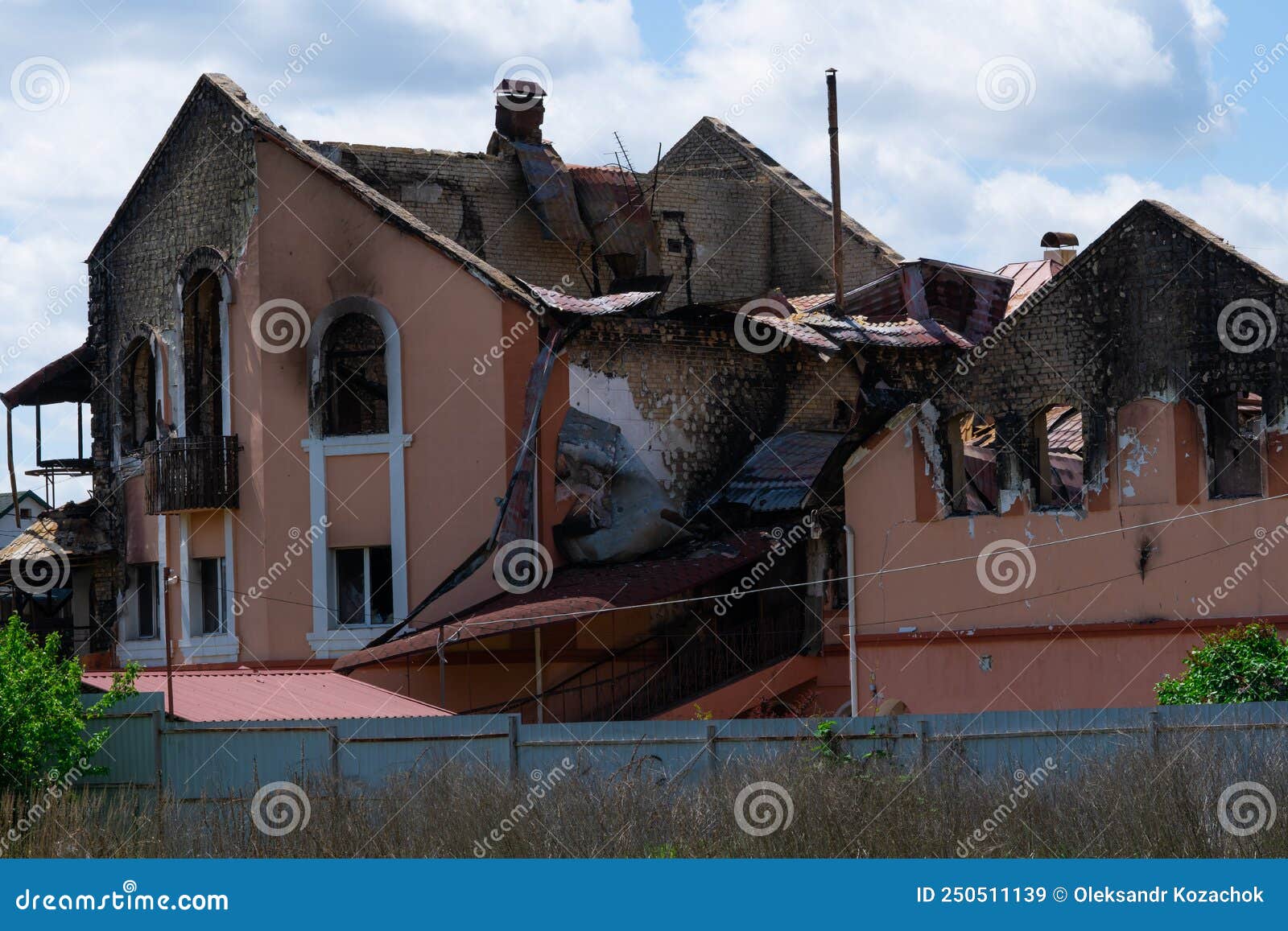 The Structure of the Roof of a Burnt House. Stock Image - Image of ...