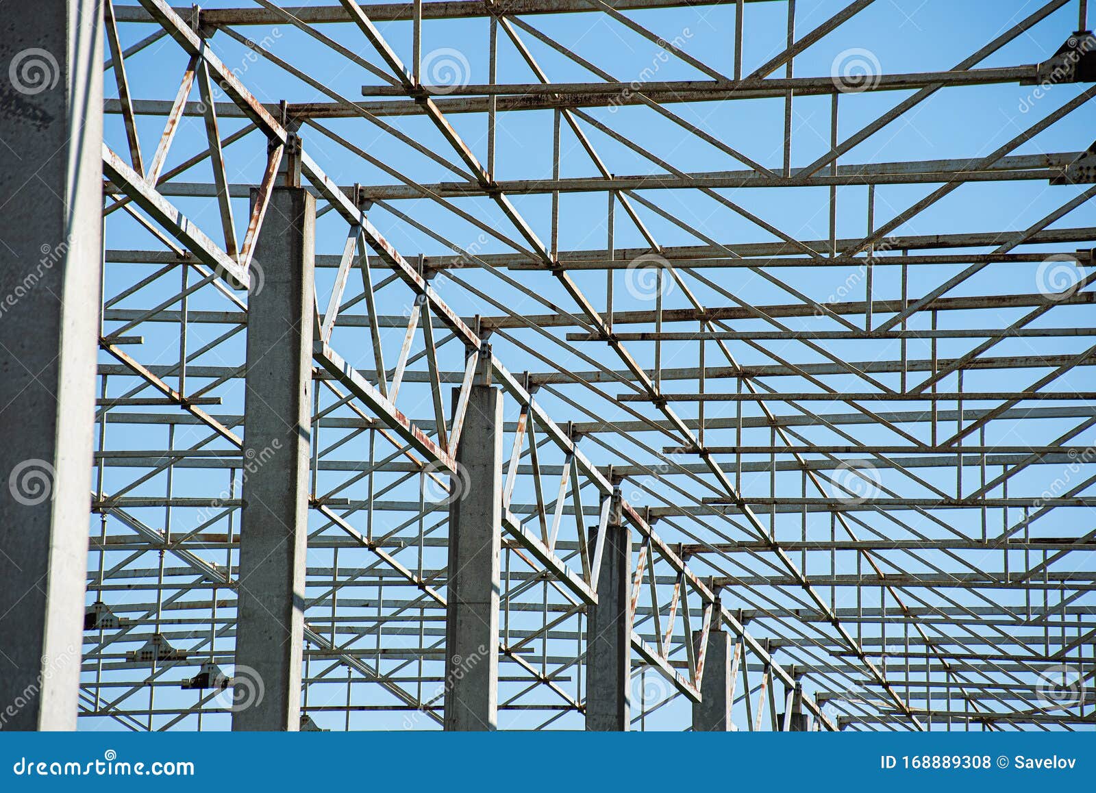 Structure with Rust Metal and Concrete Beams Stock Photo - Image of ...