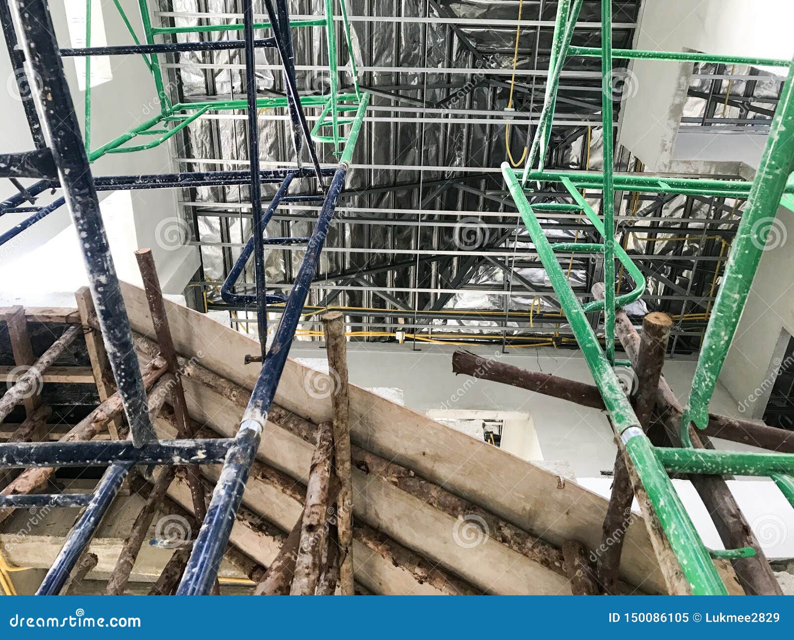 Scaffolding stock image. Image of empty, inside, ceiling - 150086105