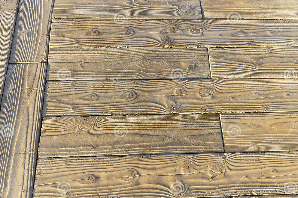Structure of Sidewalk Made of Concrete with a Wood Pattern Stock Image ...