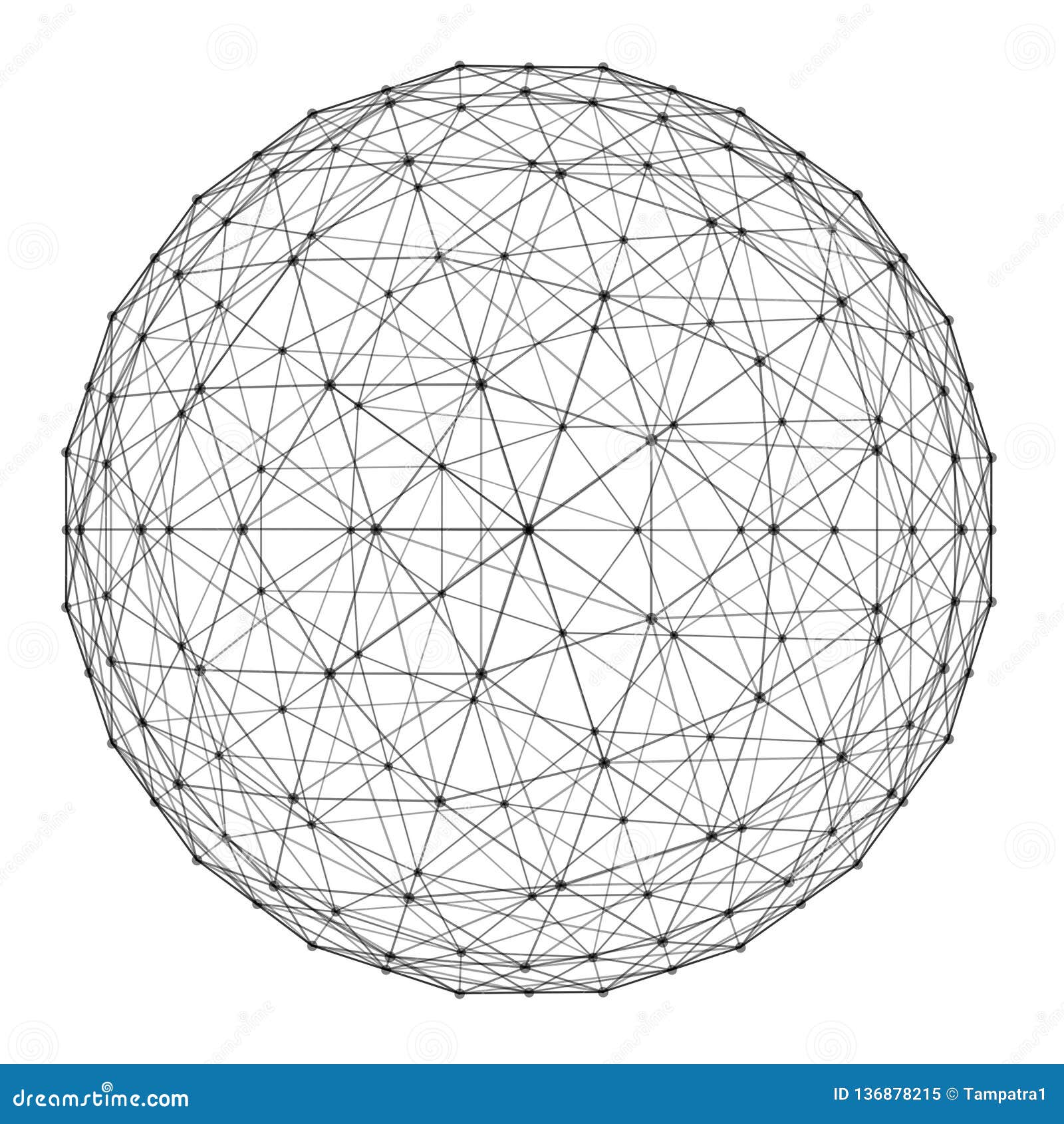 Structure of Sphere with Network Connection Lines and Dots Isolated on ...