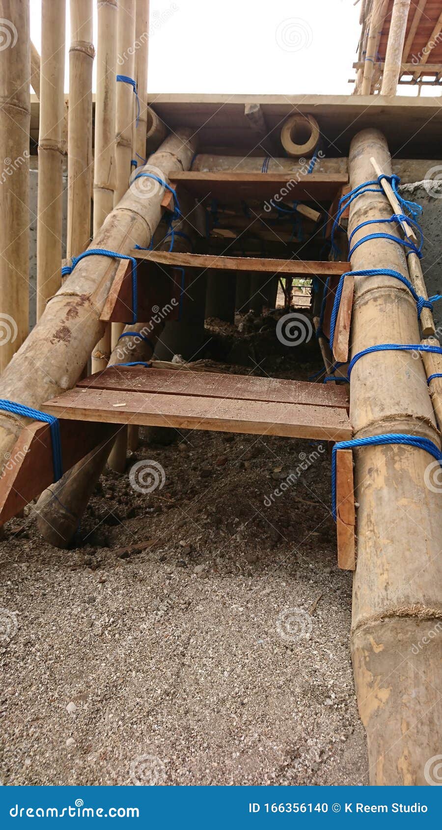 The Structure of Stairs Made of Bamboo Stock Photo - Image of land ...