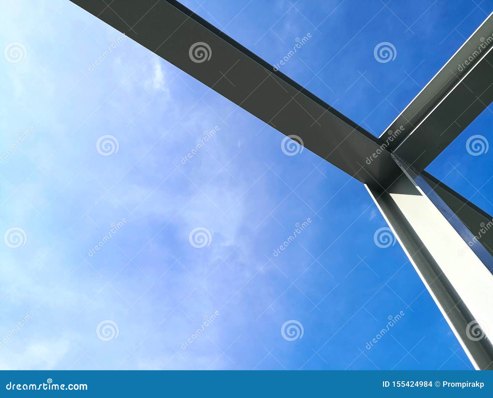 Structure of Steel Building Construction with Blue Sky Background Stock ...