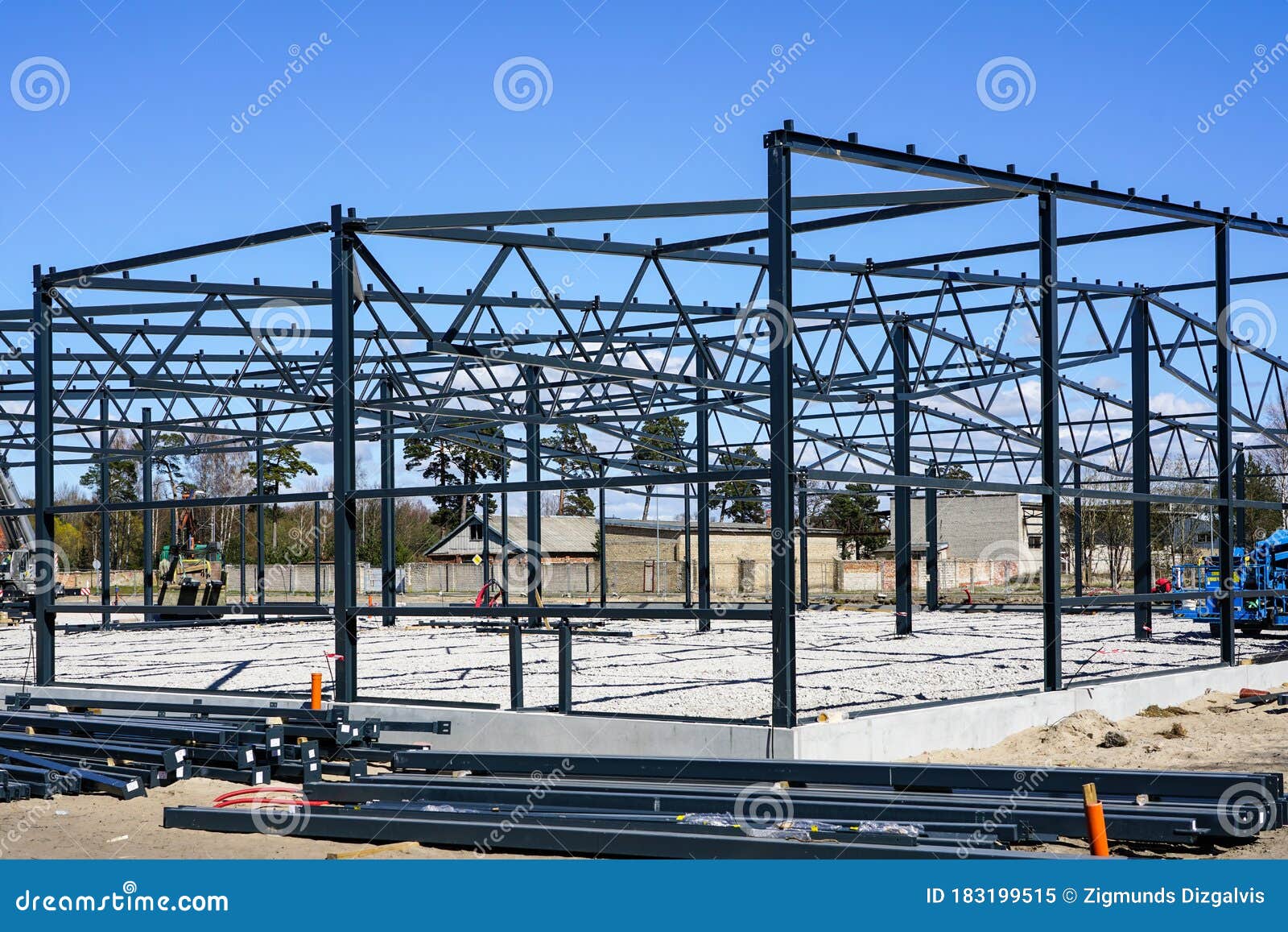 Structure of Steel for Building Construction on Blue Sky Background ...