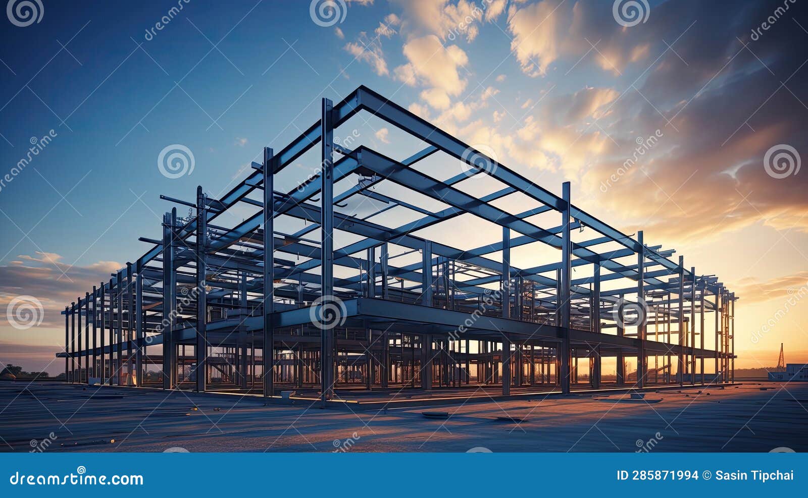 Structure of Steel for Building Construction on Sky Background Stock ...