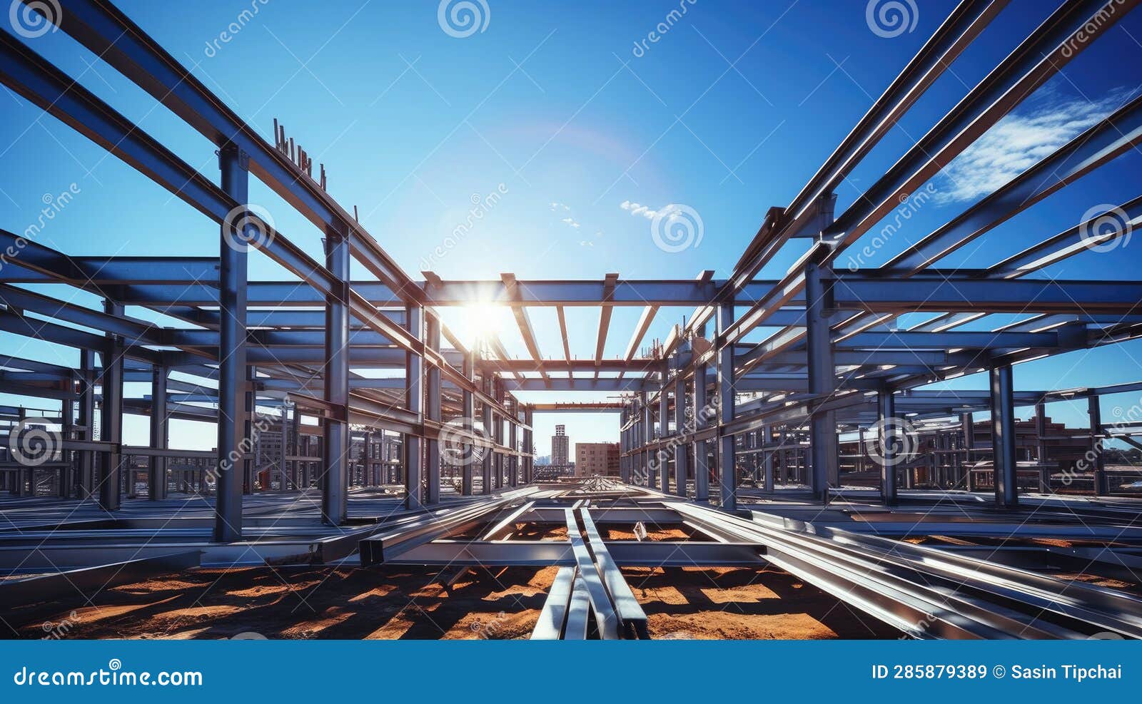 Structure of Steel for Building Construction on Sky Background Stock ...
